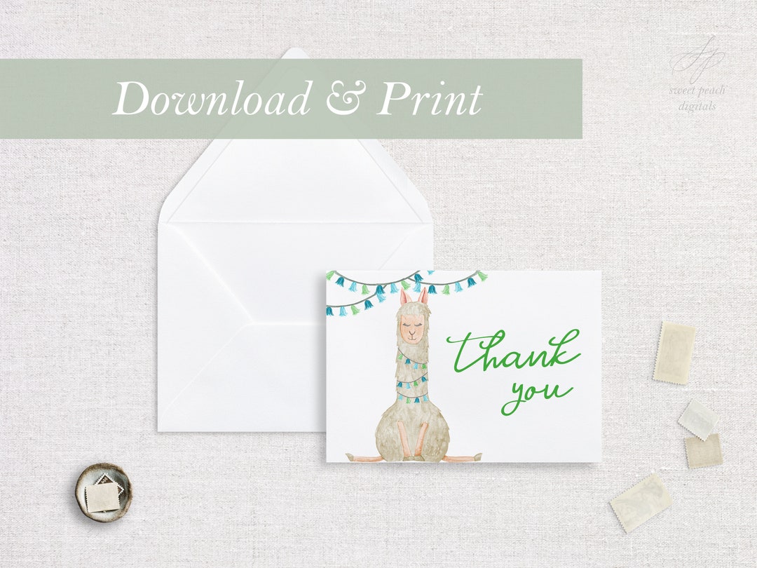 Llama Thank You Cards Alpaca Baby Shower Birthday Party Animal Alpaca ...