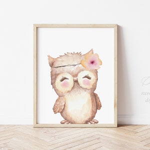 Boho Owl Nursery Decor Wall Art Printable Digital Prints Woodland ...