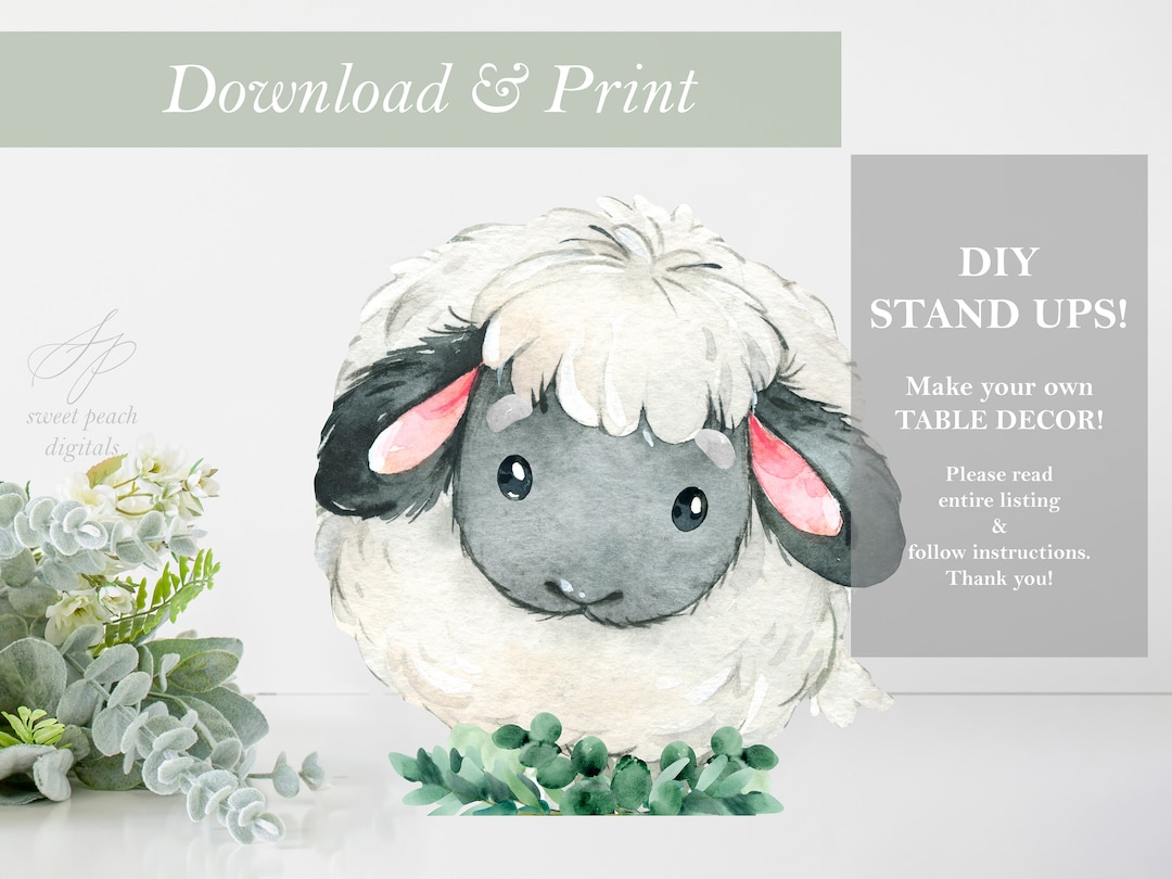 Sheep Lamb Table Decor Cut Out Digital Stand up Printable Farm Animal ...
