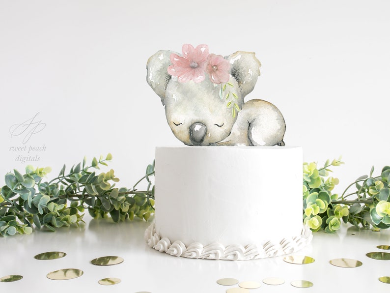 Koala Bear Topper Baby Shower Birthday Party Double Sided Digital ...