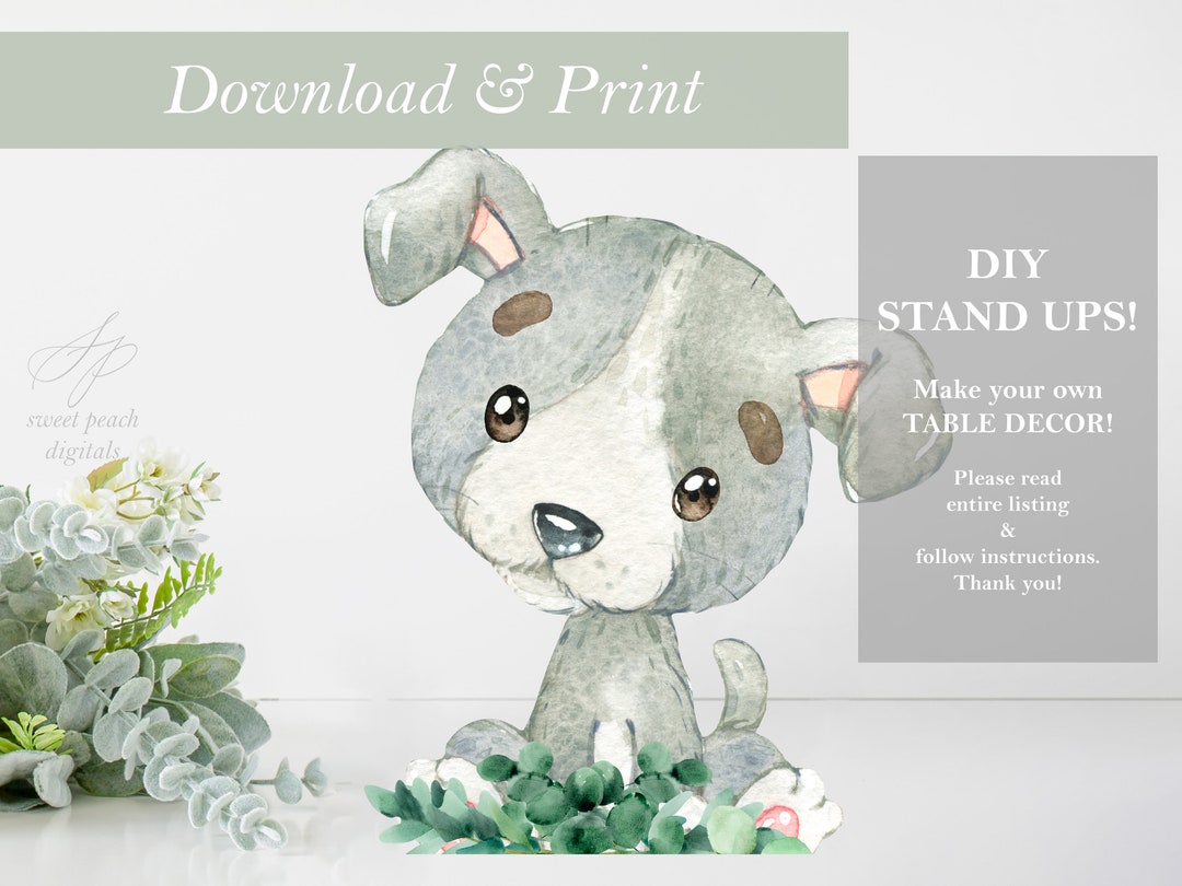 Dog Farm Table Decor Digital Stand up Cut Out Puppy Printable Animal ...