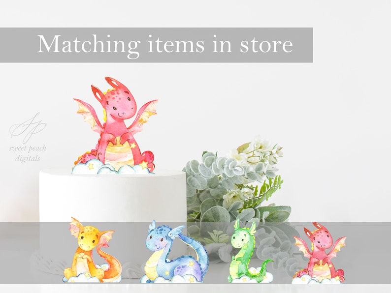 Dragon Cake Topper Birthday Printable 4 Sizes Cake Cut Out Cloud ...