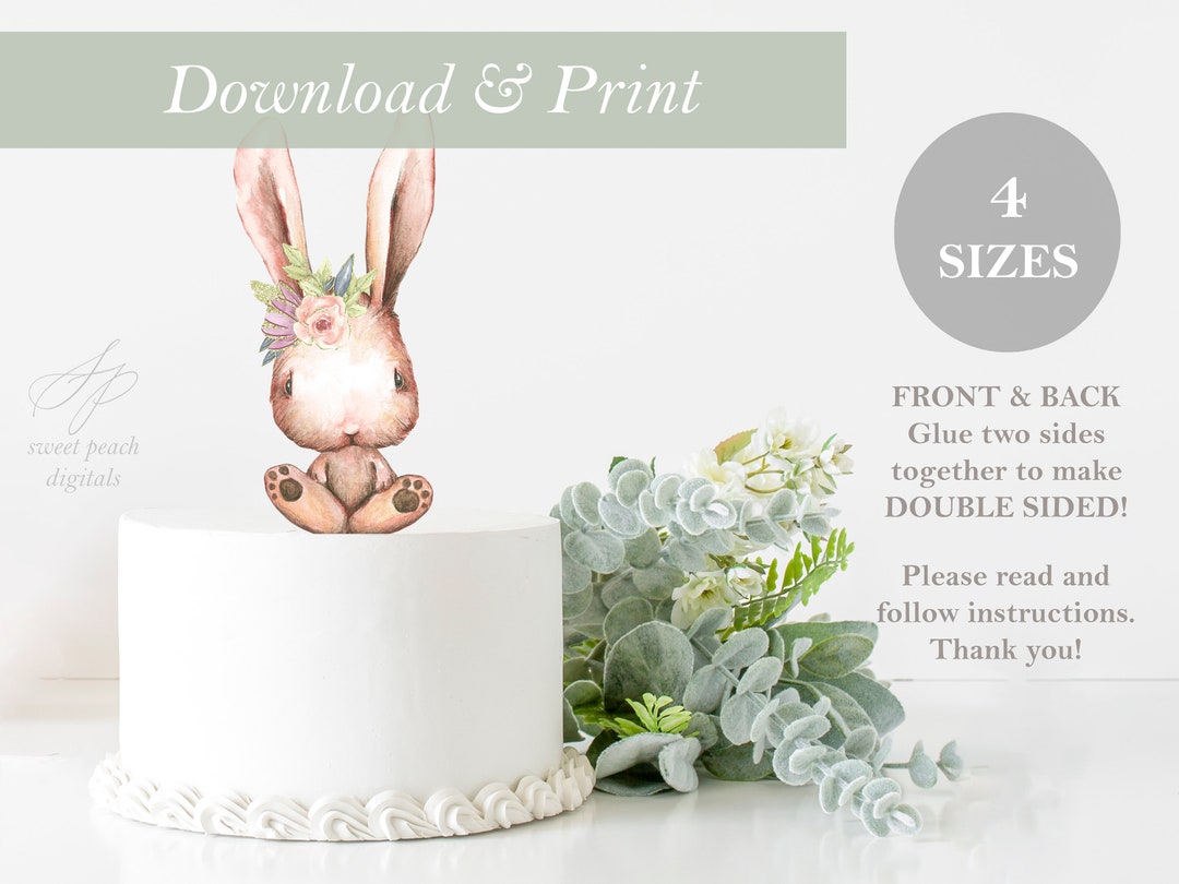 Bunny Rabbit Topper DOUBLE SIDED Printable Flower Cut Out Woodland ...