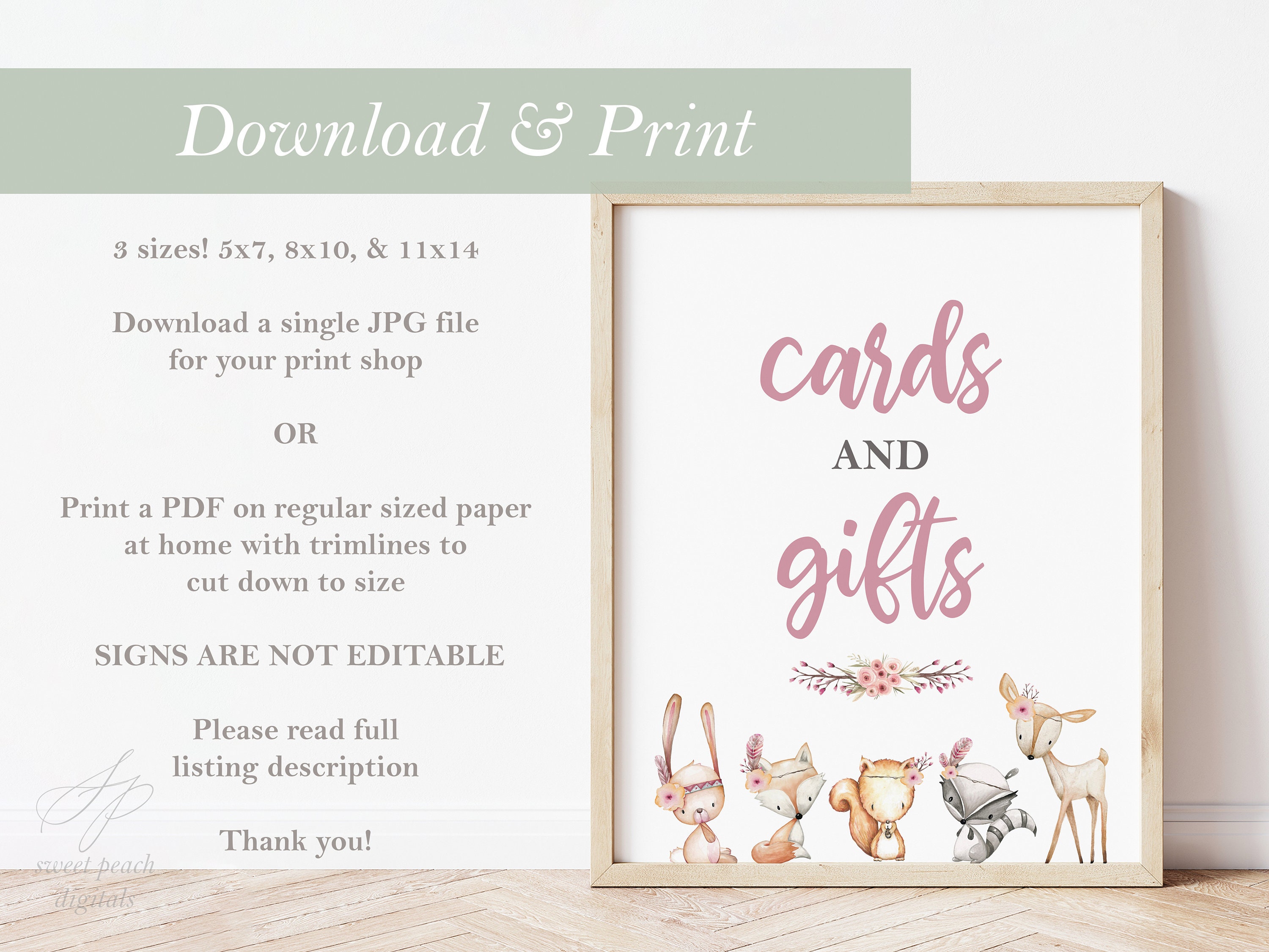 Cards and Gifts Sign Baby Shower Woodland Baby Shower | Etsy