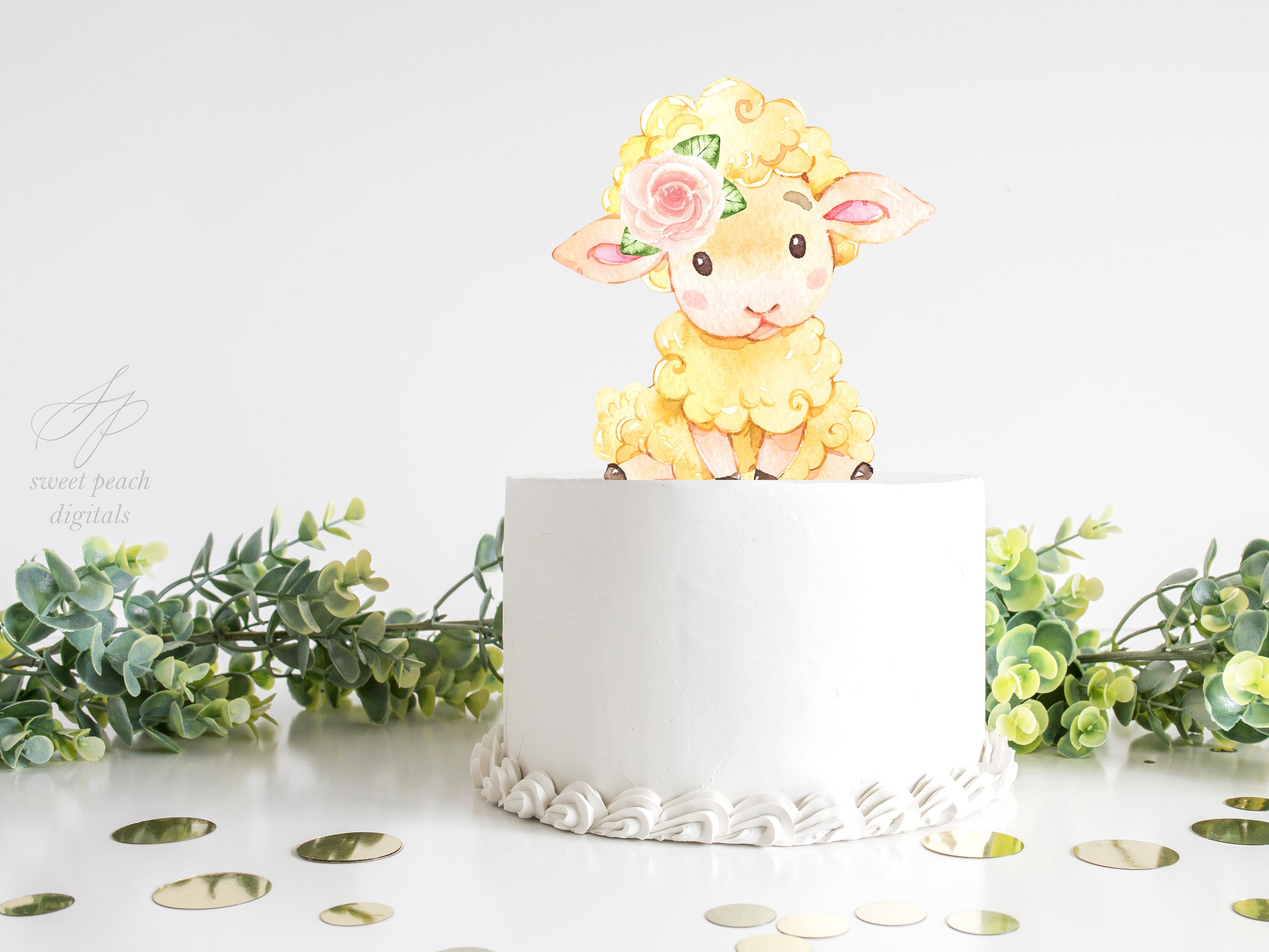 Sheep Lamb Topper DOUBLE SIDED Printable Flower Cut Out Farm - Etsy