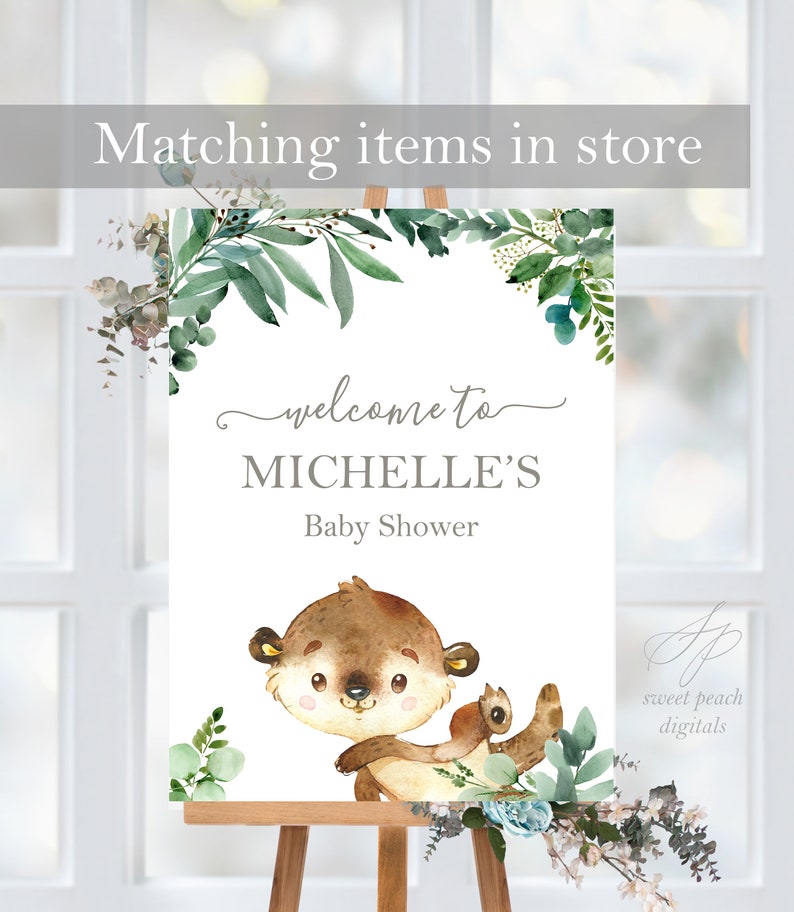 Otter Invitation Baby Shower Birthday Invite Woodland Forest Digital ...