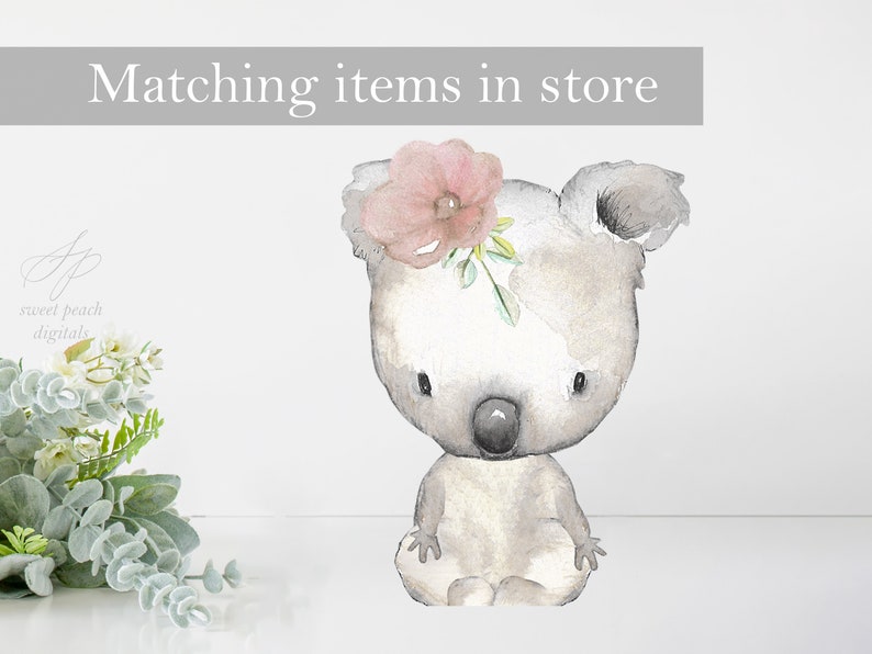 Koala Bear Topper Baby Shower Birthday Party Double Sided Digital ...