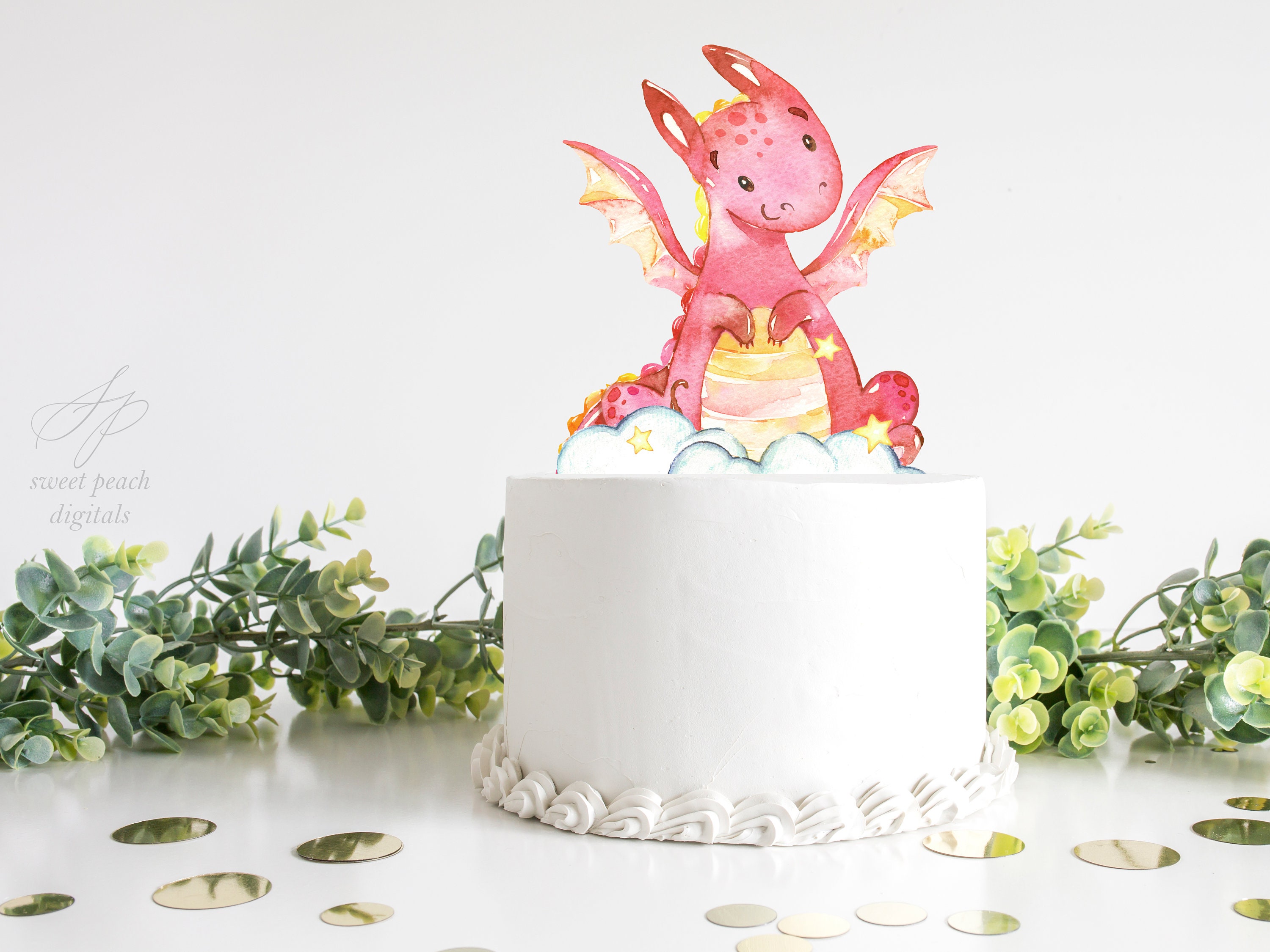 Dragon Cake Topper Birthday Printable 4 Sizes Cake Cut Out Cloud ...