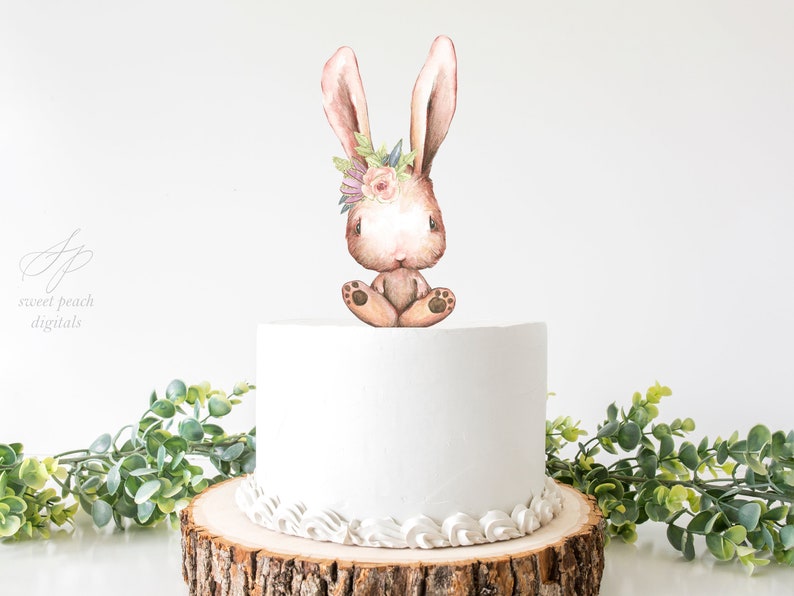 Bunny Rabbit Topper DOUBLE SIDED Printable Flower Cut Out | Etsy