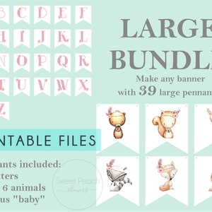 Large Banner Bundle Woodland Party Baby Shower Birthday Animal ...