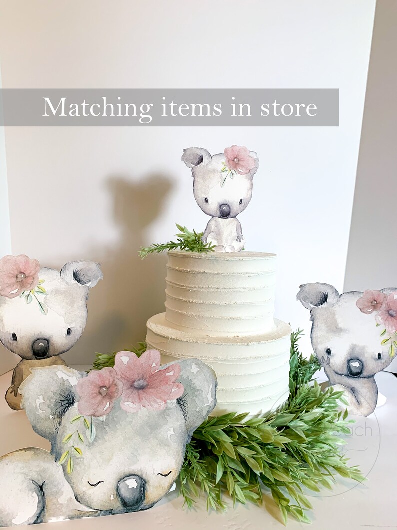 Digital Cupcake Topper Koala Bear Printable Cup Cake Toppers Girl Baby ...