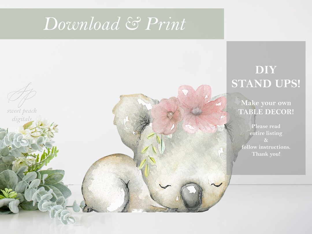 Koala Bear Table Decoration Stand up Australian Printable Cut Out Girl ...