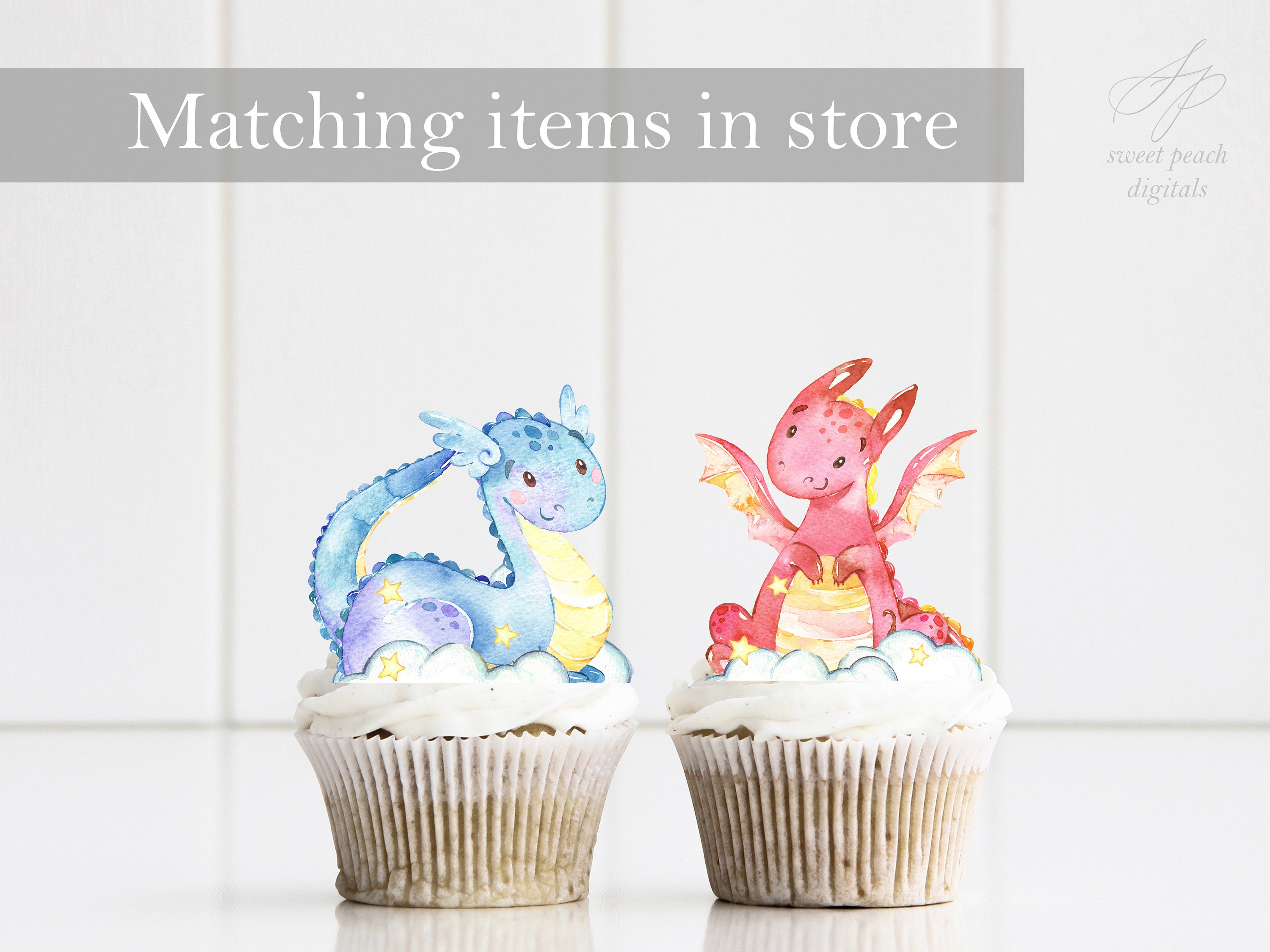 Dragon Cake Topper Birthday Printable 4 Sizes Cake Cut Out Cloud ...