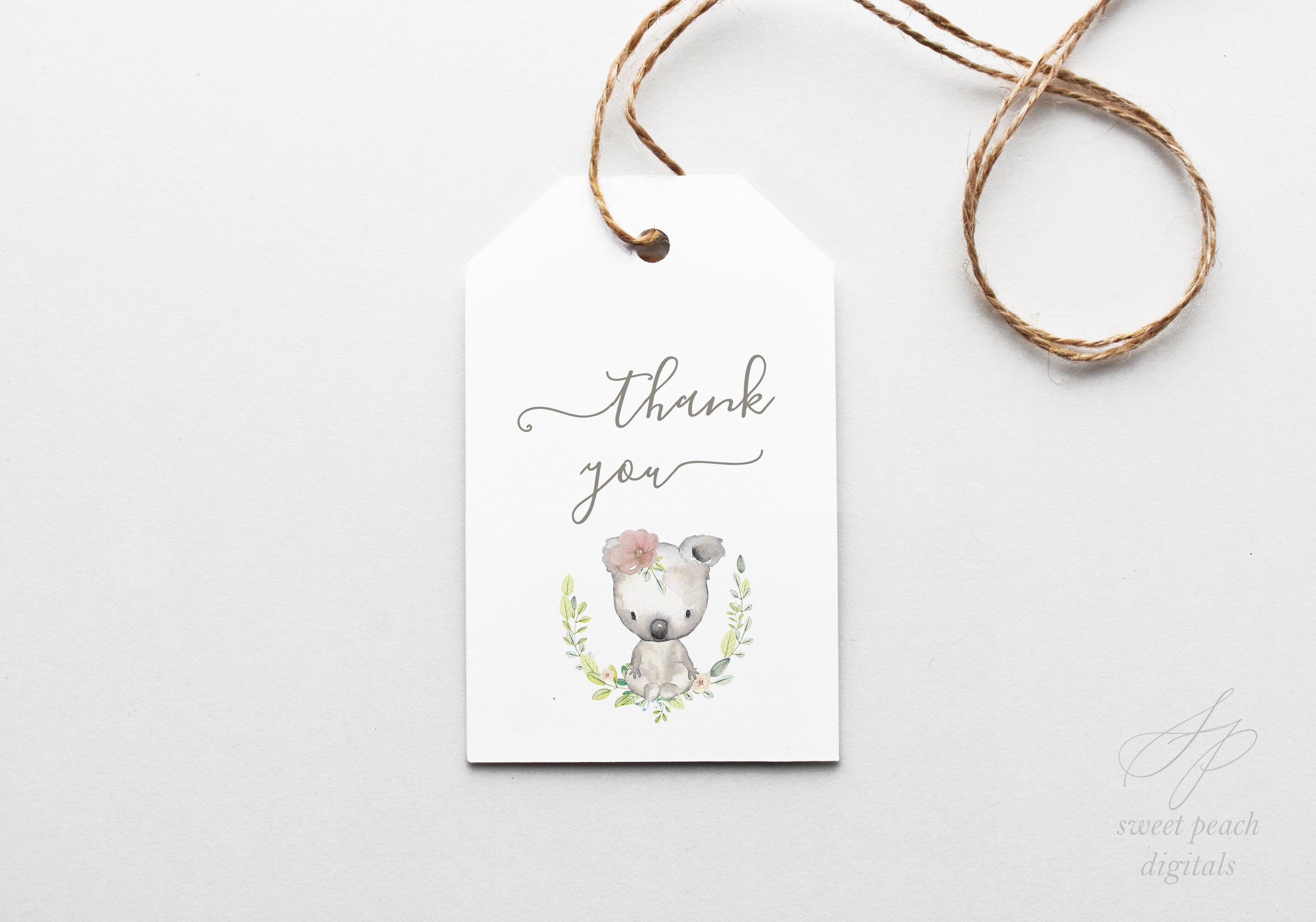 Koala Gift Tags Favor Tag Australian Baby Shower Birthday Floral ...