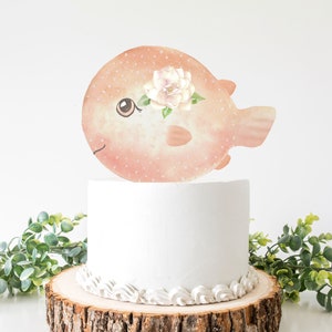 Puffer Fish Topper Baby Shower Birthday Party Double Sided Digital ...