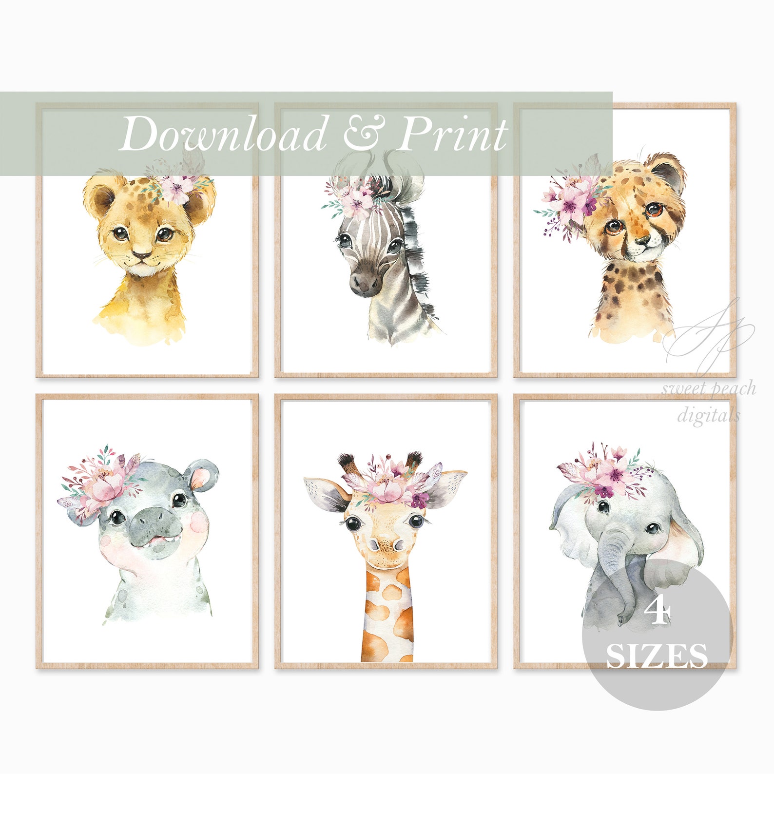 Boho Safari Set Nursery Decor Wall Art Printable Digital Print - Etsy