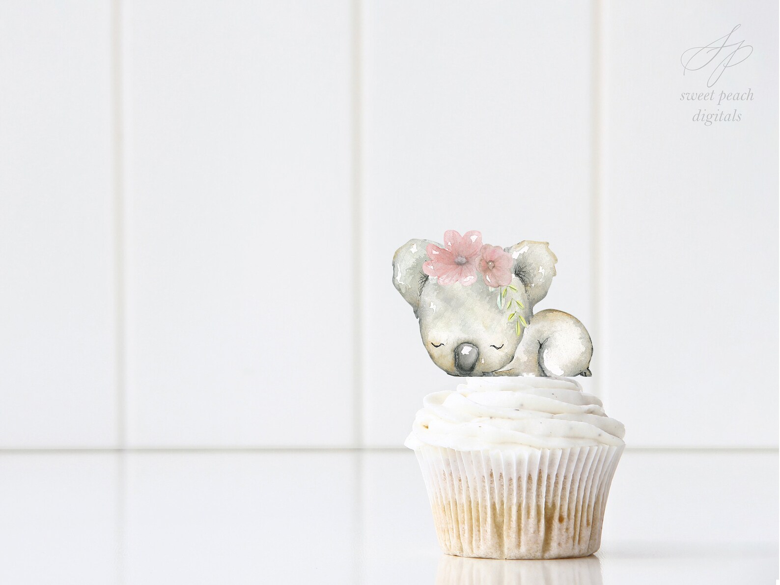 Digital Cupcake Topper Koala Bear Printable Cup Cake Toppers Girl Baby ...