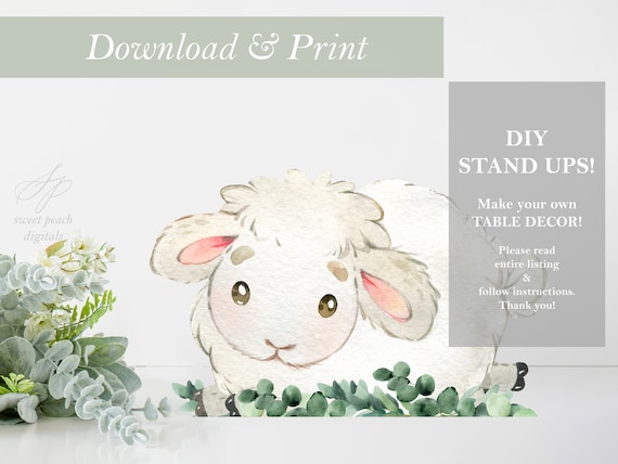 Sheep Lamb Table Decor Digital Stand up Cut Out Printable Farm - Etsy