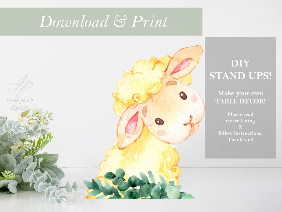Sheep Lamb Table Decor Farm Cut Out Digital Stand up Printable Animal ...