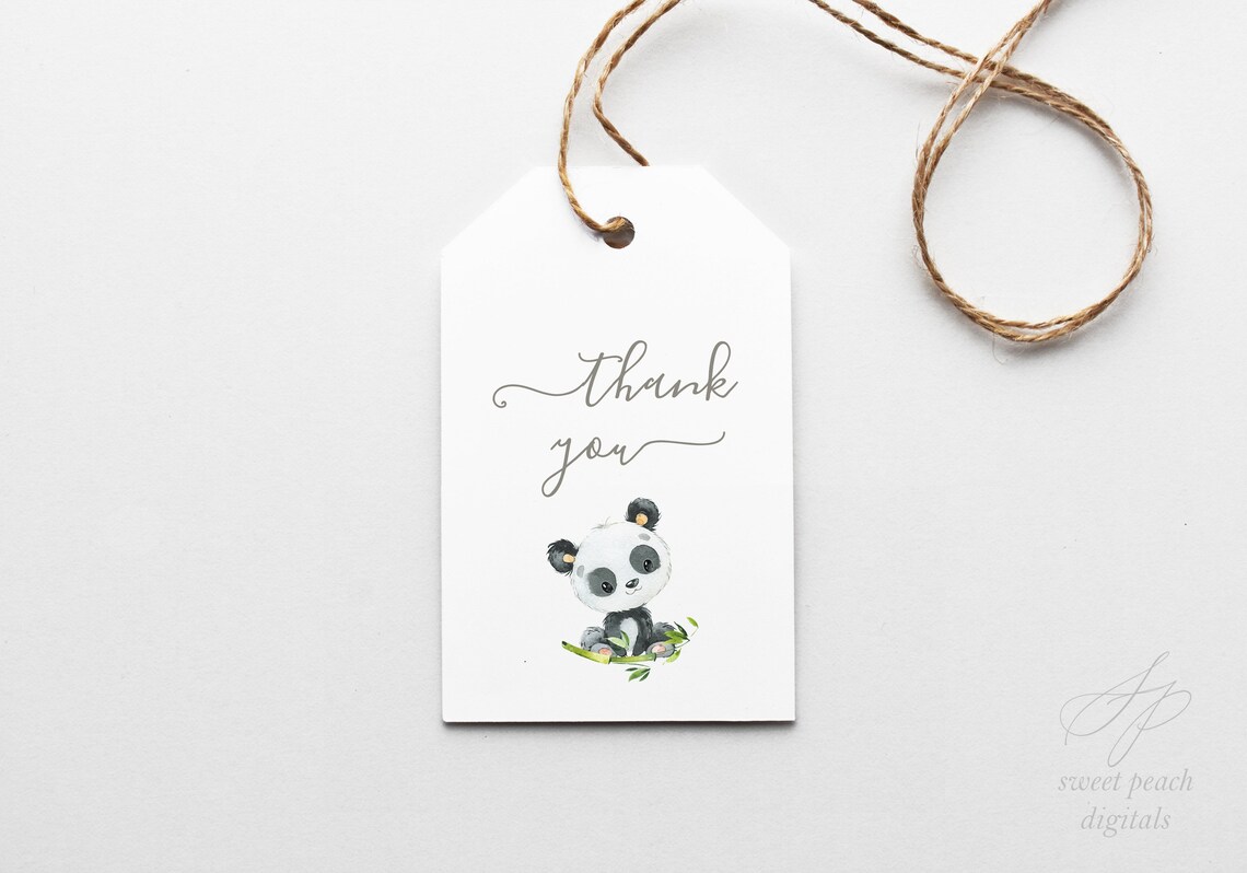 Panda Gift Tags Favor Tag Safari Baby Shower Birthday Floral | Etsy