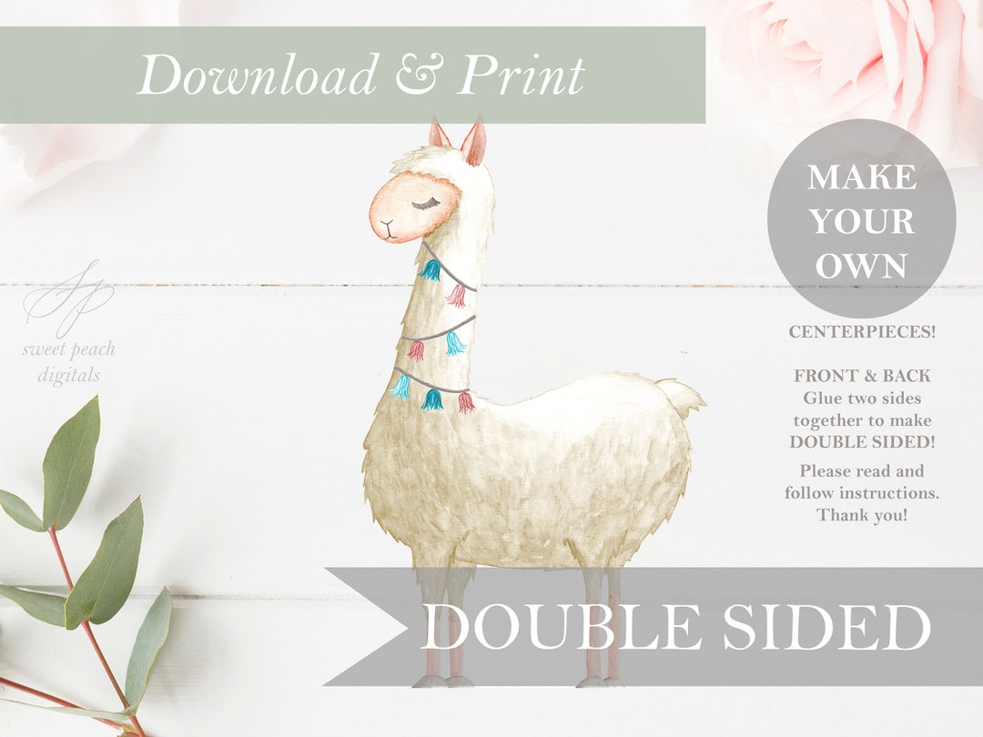 DOUBLE SIDED Llama Alpaca Cut Out Printable Stand up Desert Boho Boy ...