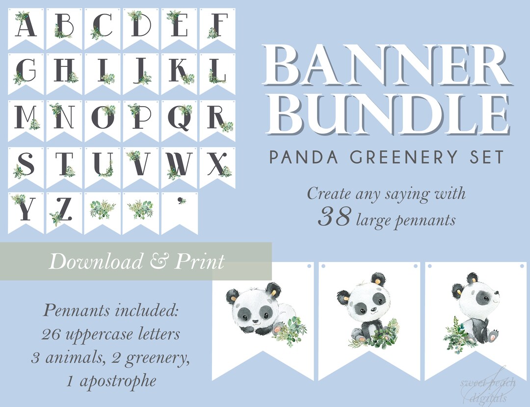 Panda Large Banner Bundle Safari Party Baby Shower Birthday Animal ...