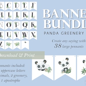 Panda Large Banner Bundle Safari Party Baby Shower Birthday Animal ...