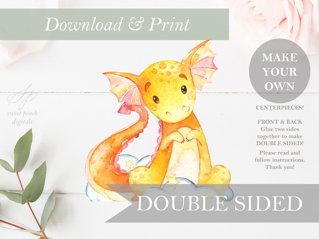 Dragon DIY Centerpieces Blue Dragon Cloud Print and Cut DIY Double ...