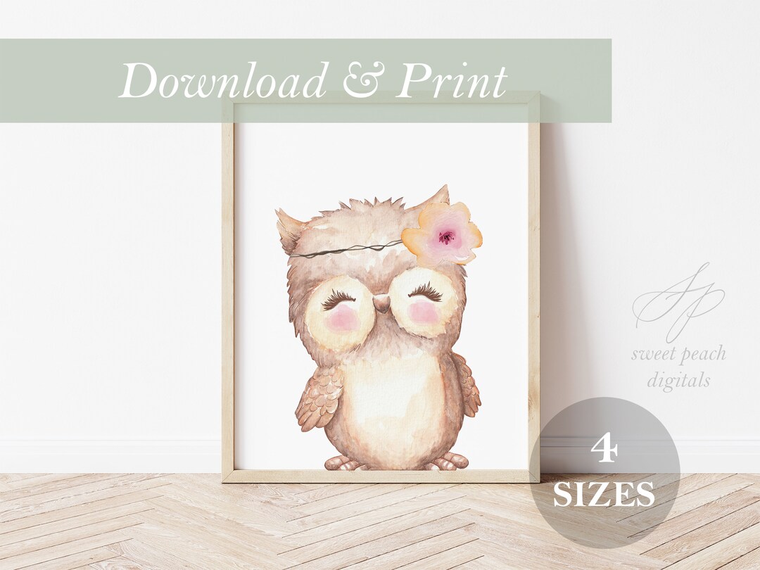 Boho Owl Nursery Decor Wall Art Printable Digital Prints Woodland ...
