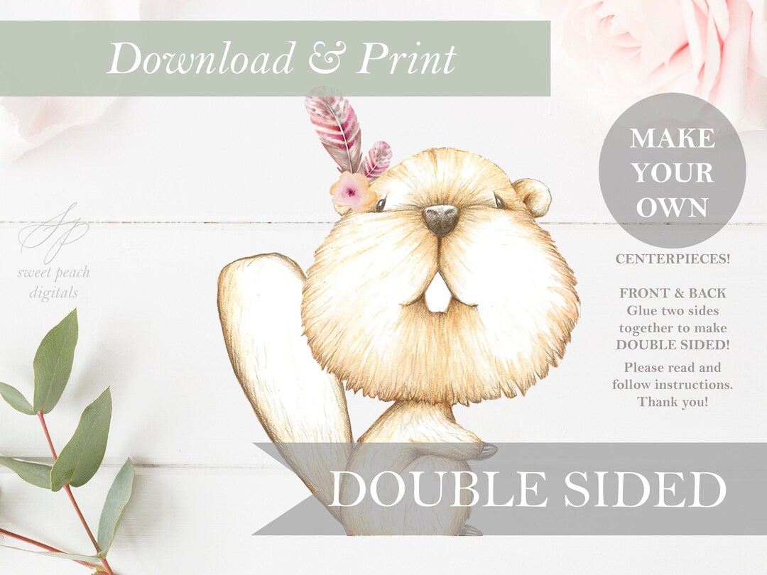 Beaver Cut Out Printable Stand up Double Sided Woodland Girl Baby ...