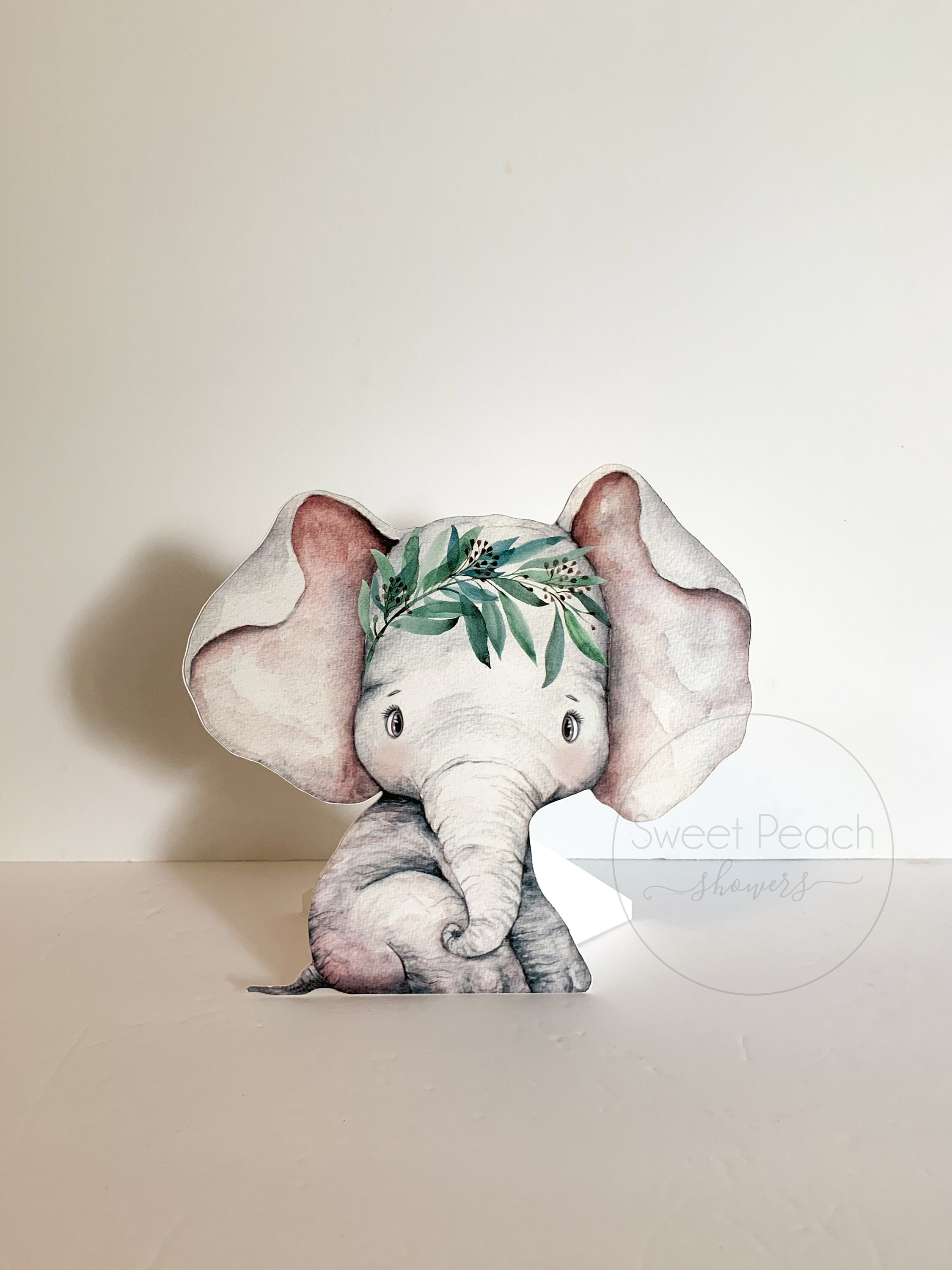 Elephant Cut Out Stand up Digital Greenery Printable Safari - Etsy
