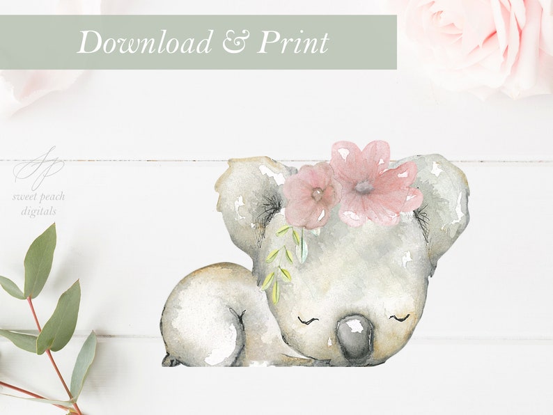 Koala Bear Topper Baby Shower Birthday Party Double Sided Digital ...