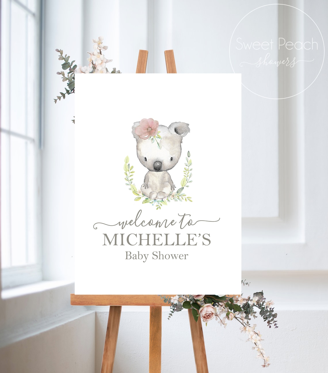 Koala Welcome Sign Baby Shower Birthday Signage Editable - Etsy