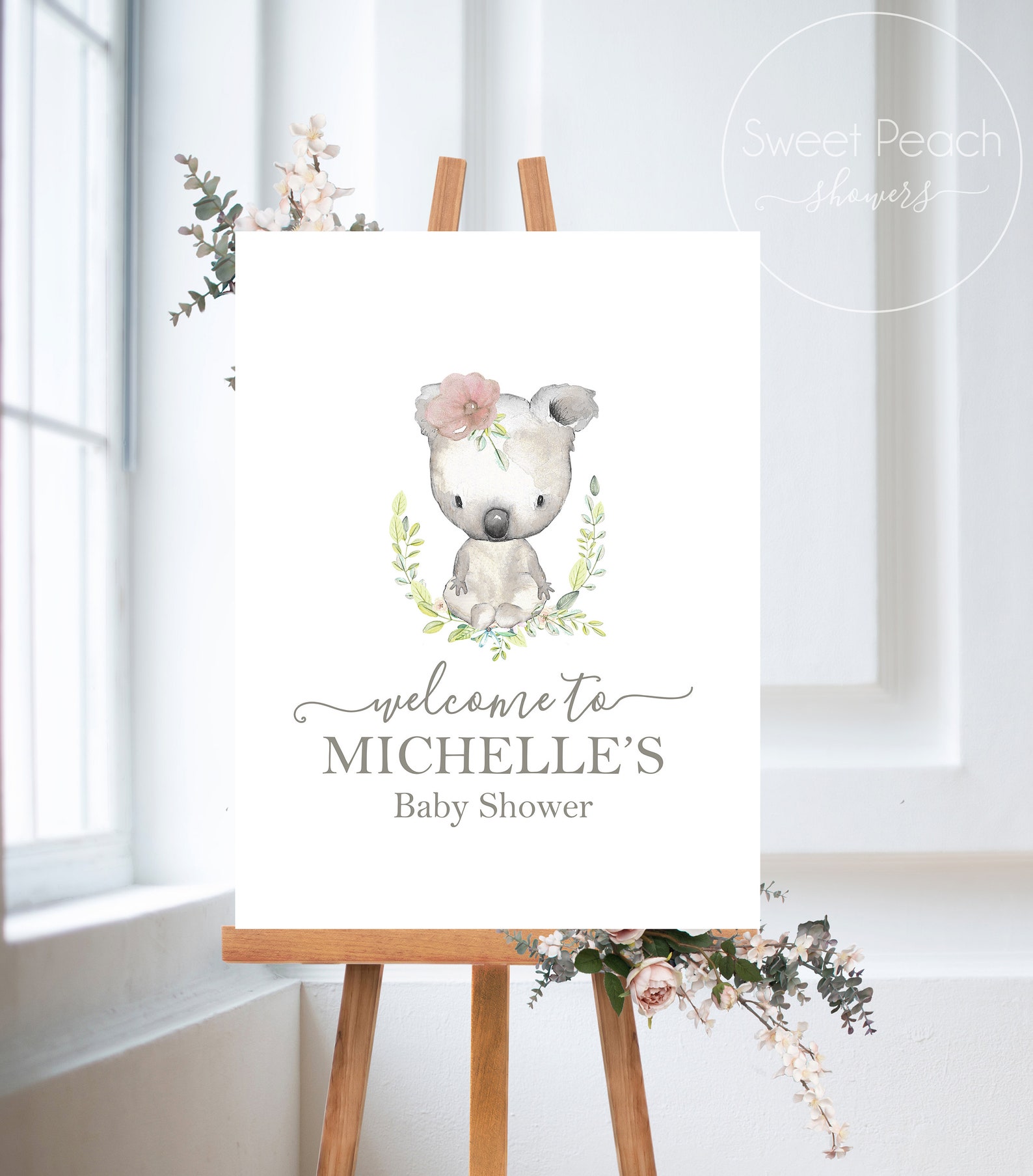 Koala Welcome Sign Baby Shower Birthday Signage Editable | Etsy
