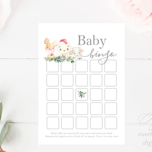 Farm Baby Shower Game Baby Bingo Card Digital Farmer Chicken Rooster ...