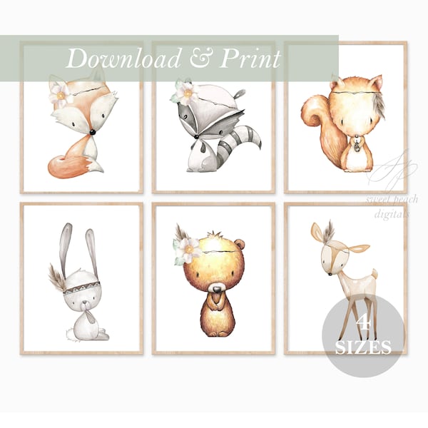 Woodland Critter Art - Etsy