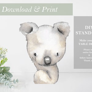 Koala Bear Table Decor Stand up Cut Out Printable Girl Baby Shower ...