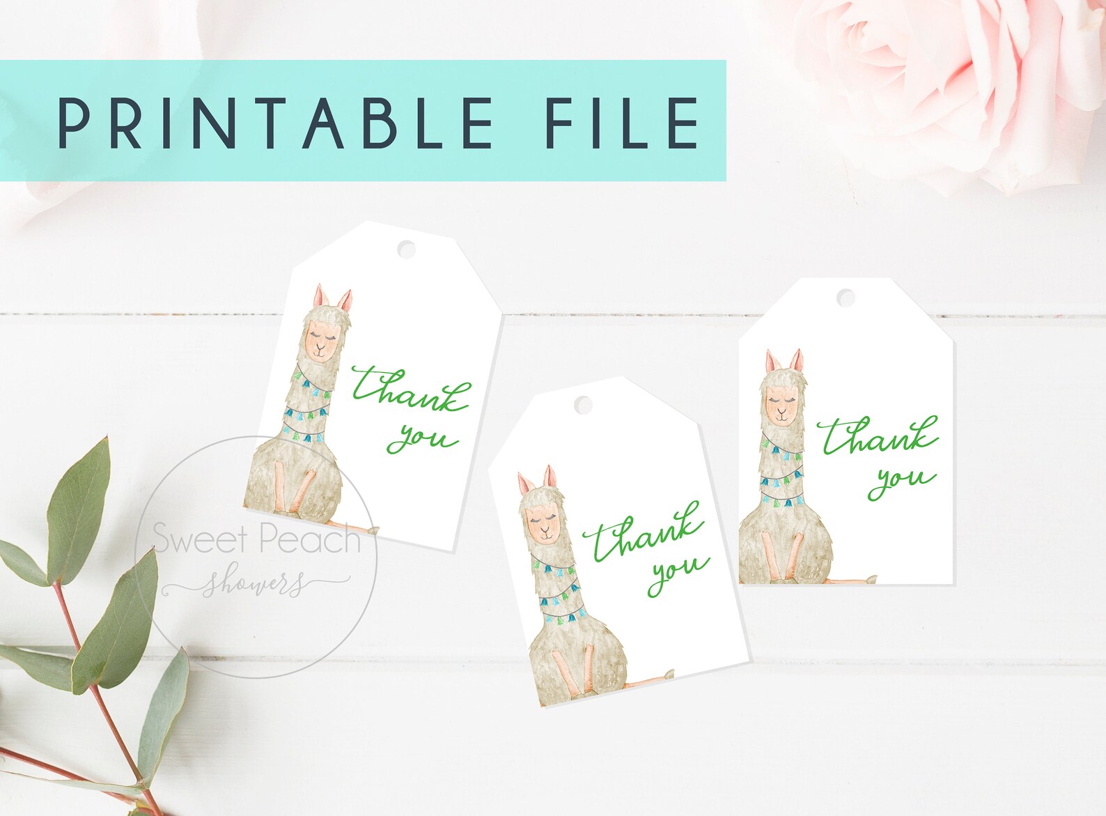 Llama Gift Tags Favor Tag Alpaca Baby Shower Birthday Digital | Etsy