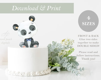 Panda Cake Topper Animal Cake Topper Glitter Cardstock for - Etsy