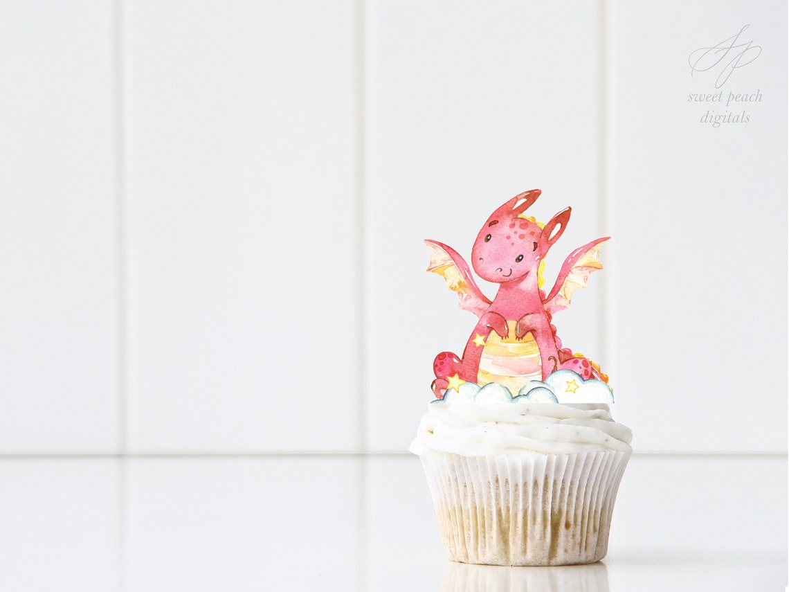 Dragon Digital Cupcake Topper Birthday Theme Printable Cup - Etsy