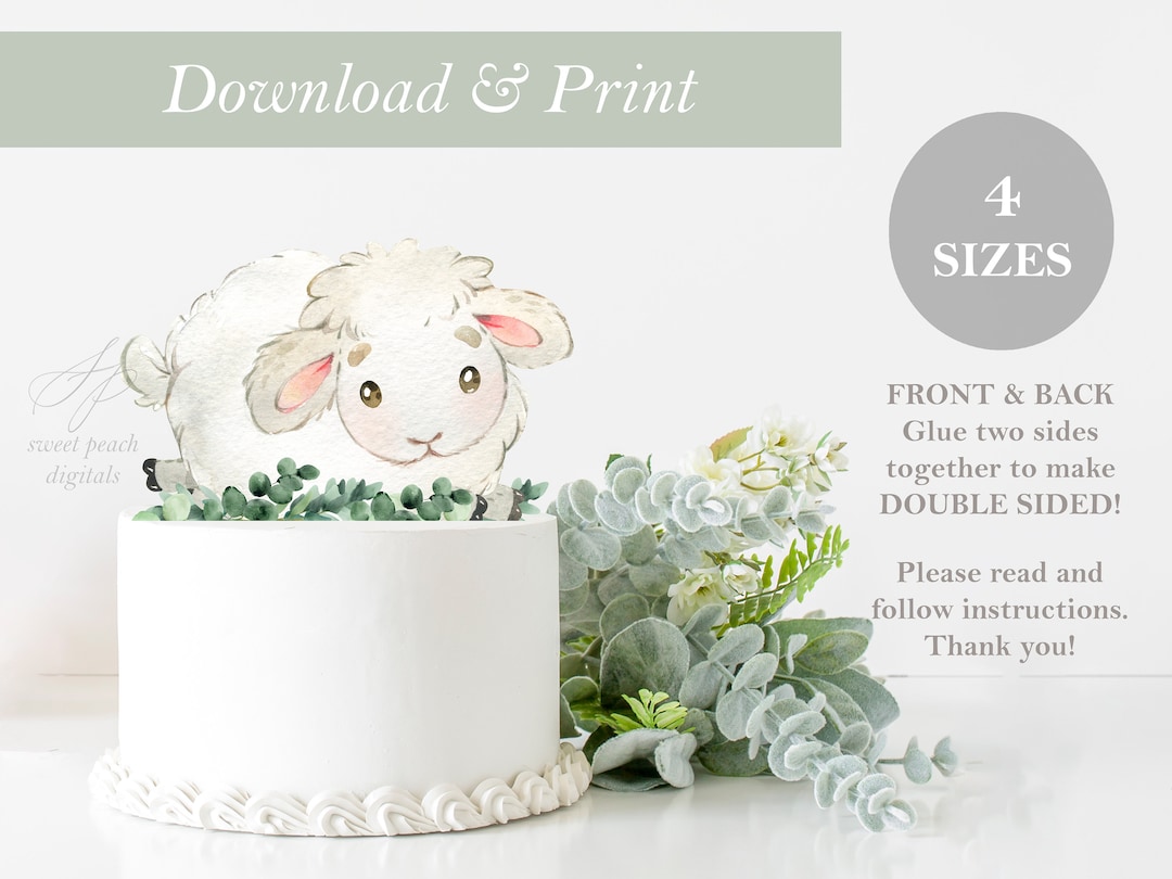 Sheep Cake Topper Lamb DOUBLE SIDED Printable Barn Yard Cut Out Farm ...