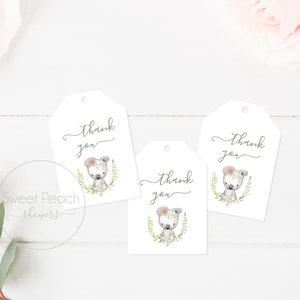 Koala Gift Tags Favor Tag Australian Baby Shower Birthday Floral ...