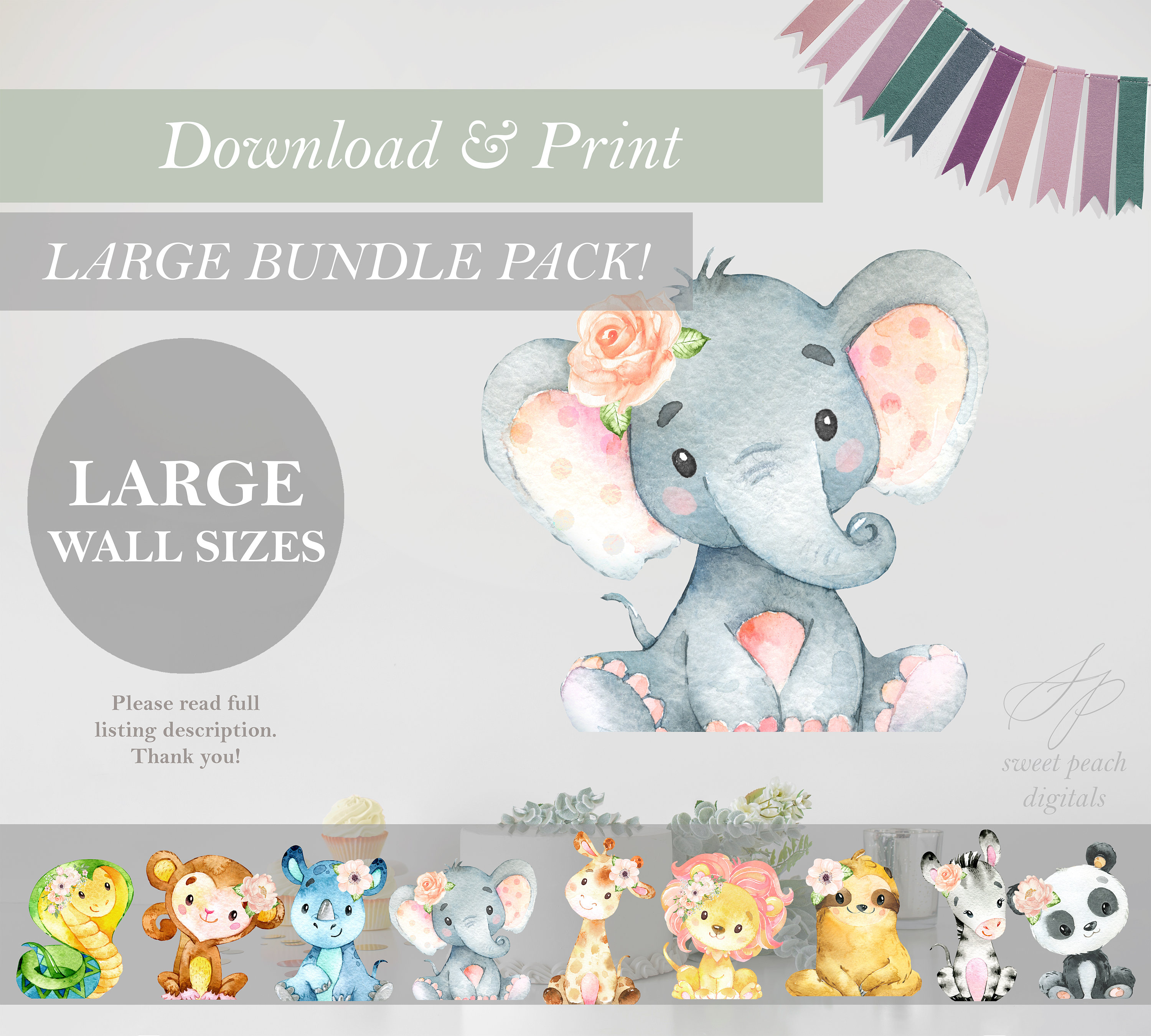 Wall Size Safari Cut Out Backdrop Printable Large Stand up - Etsy