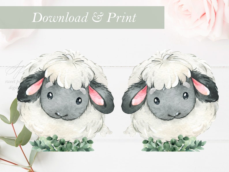 Sheep Lamb Farm Centerpiece Cut Out Printable Stand up Barn Yard Boy ...
