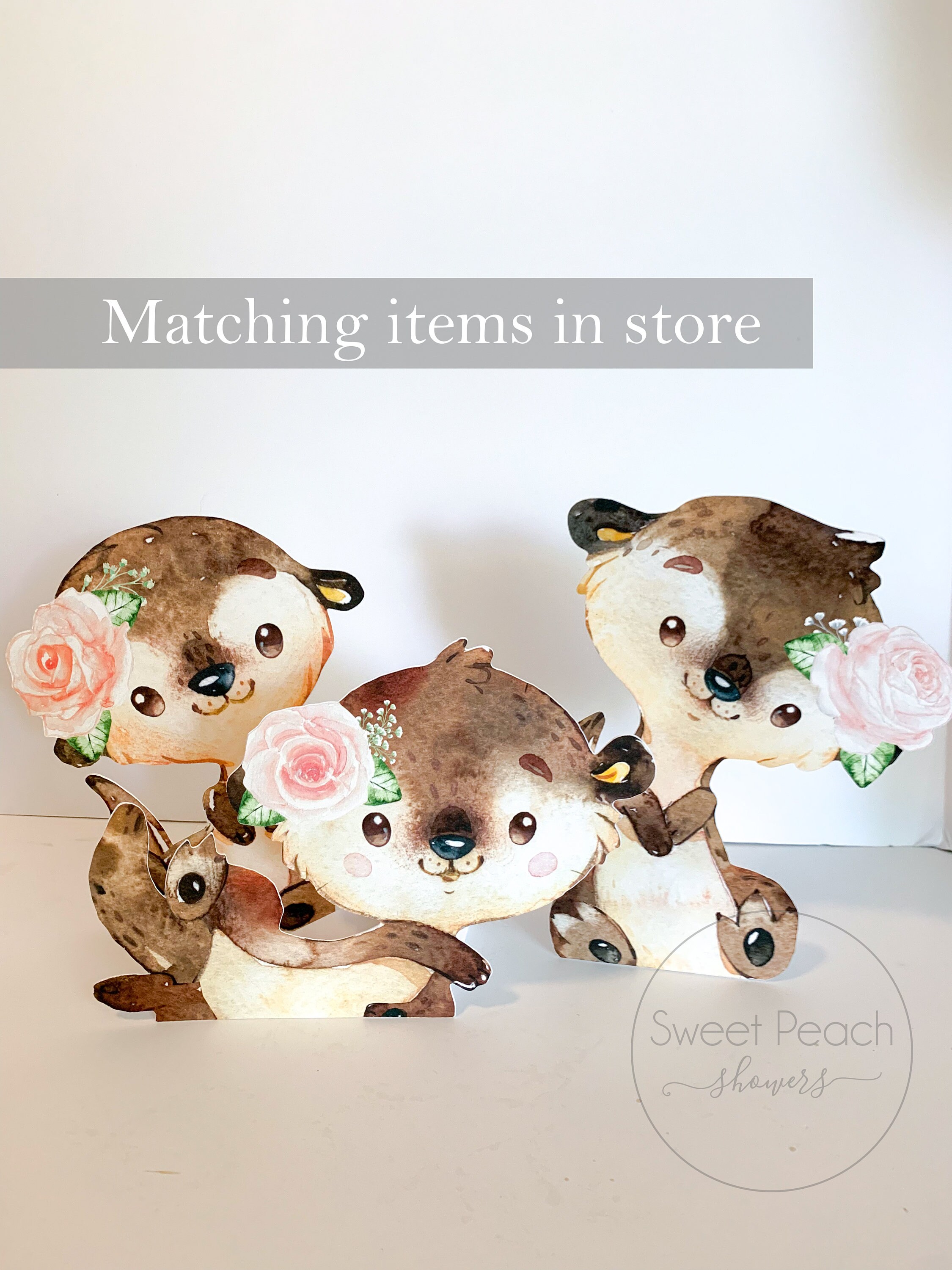 Flower Otter Table Decoration Woodland Baby Shower Birthday | Etsy