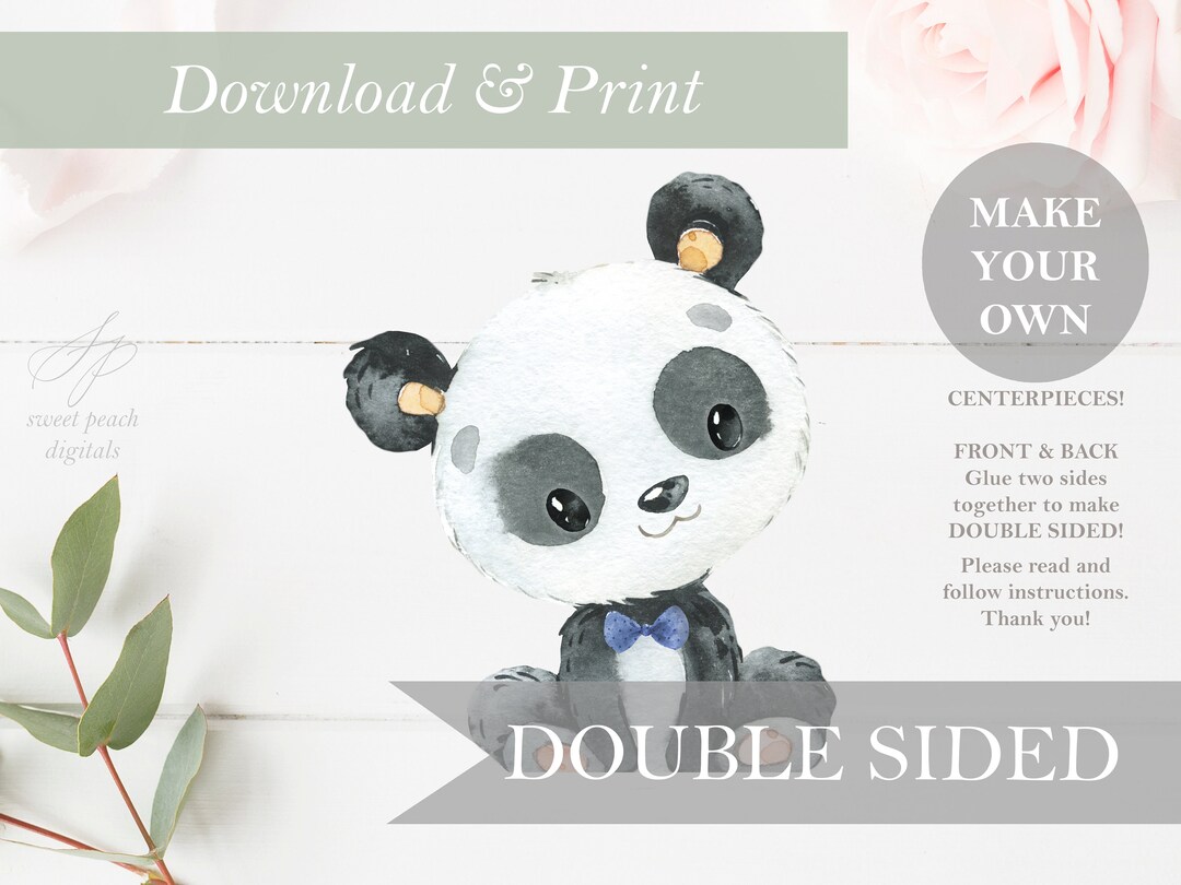 Panda Decor DIY Printable Digital Boy Double Sided Cut Out Bonus Stand ...