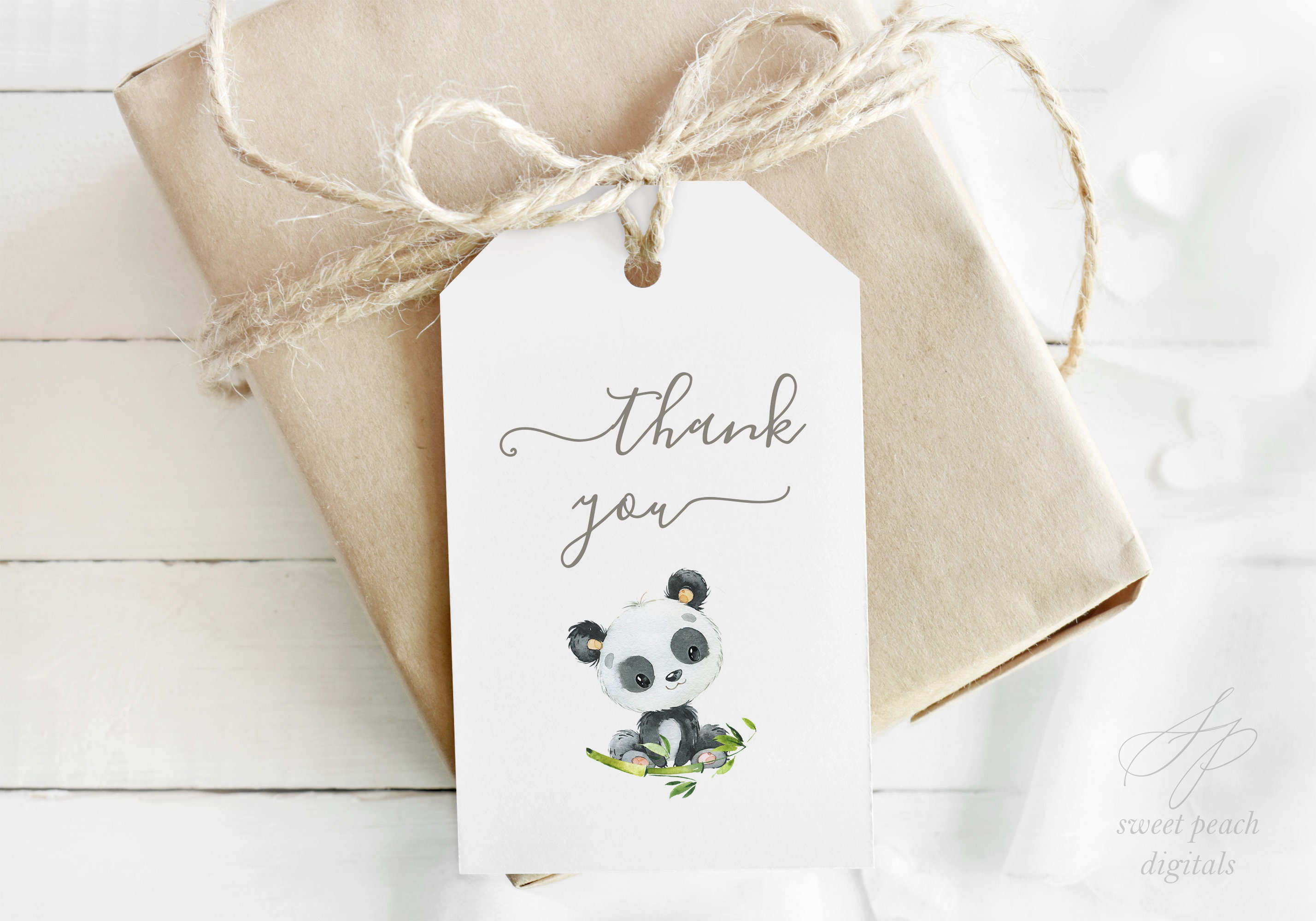Panda Gift Tags Favor Tag Safari Baby Shower Birthday Floral Digital ...