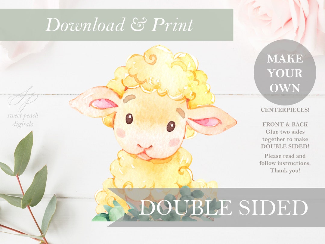 Lamb Sheep Farm Centerpiece Cut Out Printable Stand up Barn Yard Gender ...