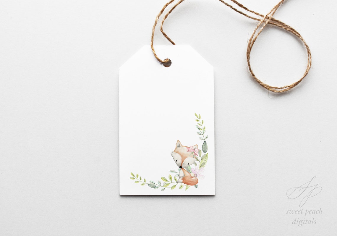 Woodland Fox Gift Tags Favor Tag Baby Shower Flowers Flower - Etsy