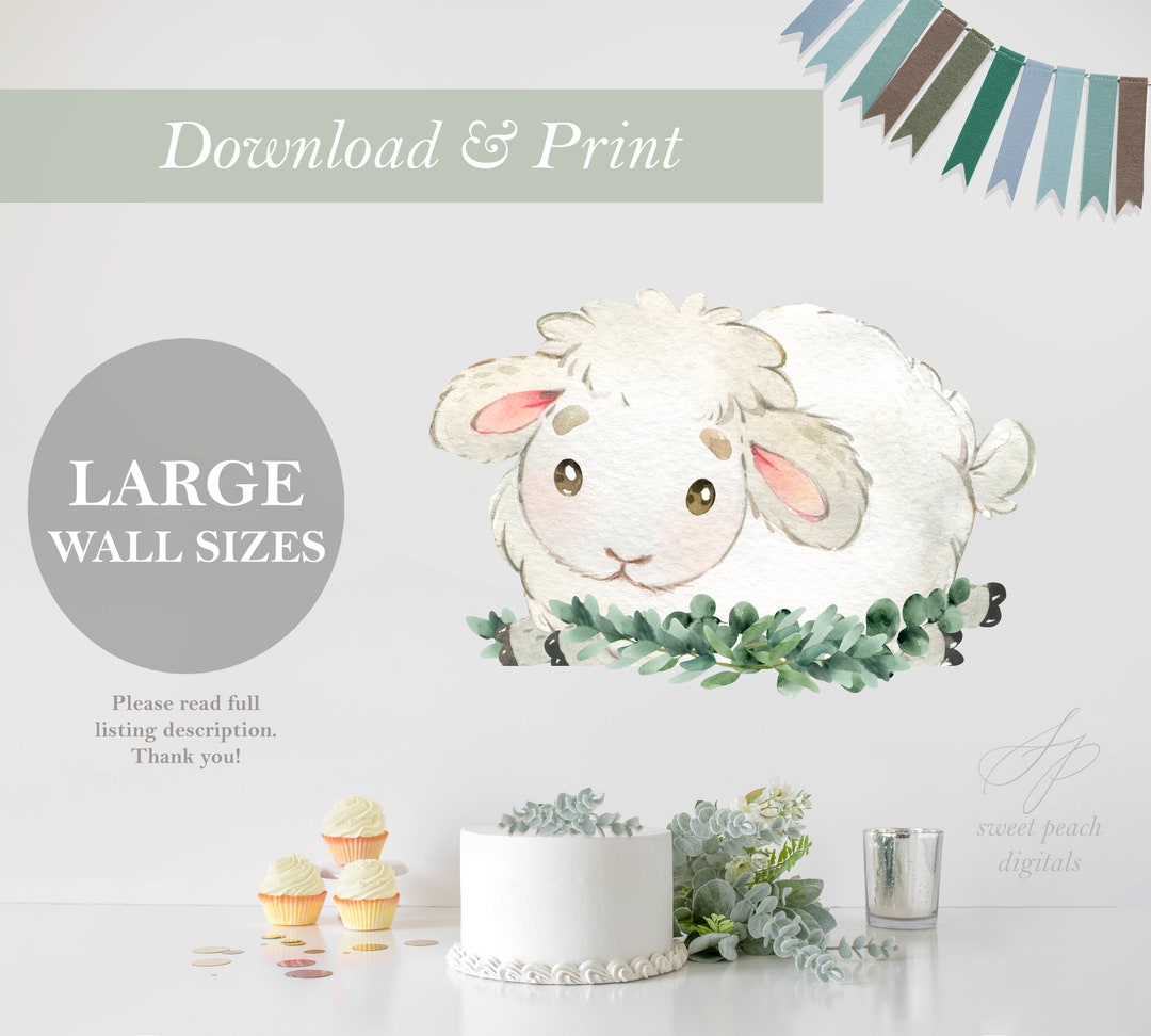 LARGE Sheep Wall Size Lamb Farm Cut Out Printable Files Farmer Baby ...